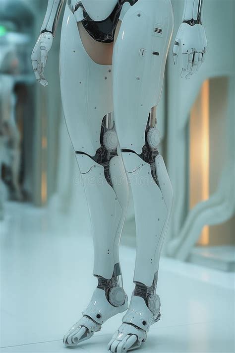 A Robot S Legs Are Shown In A White And Silver Color The Legs Are Made