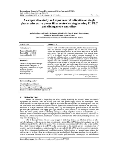 (PDF) A comparative study and experimental validation on single phase series active power filter ...