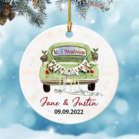 Personalized Ornament First Christmas Married Custom Photo