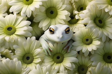 Frog Resting On A Lily Pad Among Water Lilies Premium Ai Generated Image