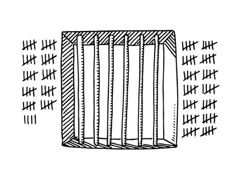 Dibujo vectorial dibujado a mano de una ventana de prisión y marcas de