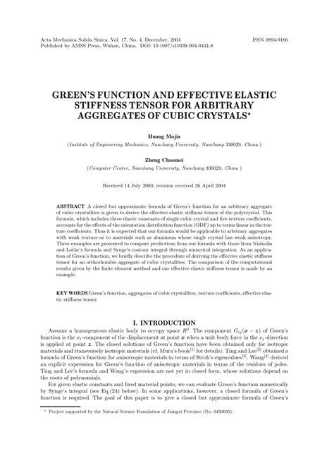 Pdf Greens Function And Effective Elastic Stiffness Tensor For