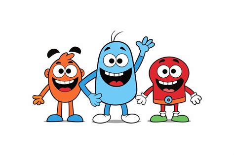 Fun Friends Cartoon Characters In A Joyful Pose Vector Illustration