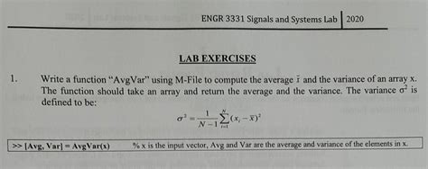 Solved Engr Signals And Systems Lab Lab Exercises Chegg