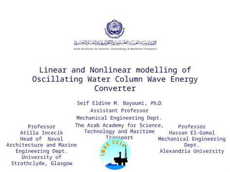 ppt linear and nonlinear modelling of oscillating water column wave