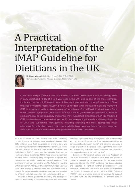 Pdf A Practical Interpretation Of The Imap Guidelines For Dietitians