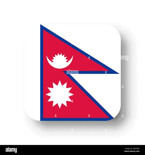 Nepal Flag Flat Vector Square With Rounded Corners And Dropped Shadow Stock Vector Image And Art