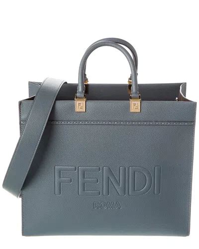 Fendi Sunshine Medium Leather Tote In Blue Modesens