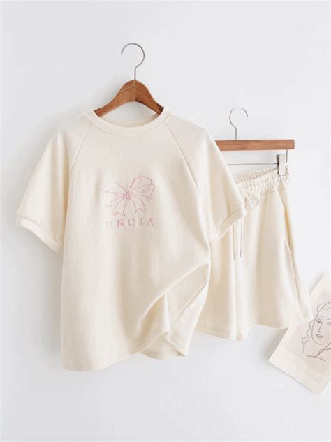 리케마켓 세트가격 ️ 러블리 🎀리본 자수 퍼프소매 반팔 티셔츠 밴딩 반바지 투피스 썸머세트 여름 트레이닝세트 체육복세트 필라테스 운동복세트 나들이룩 여름휴가 바캉스룩 추리닝세트