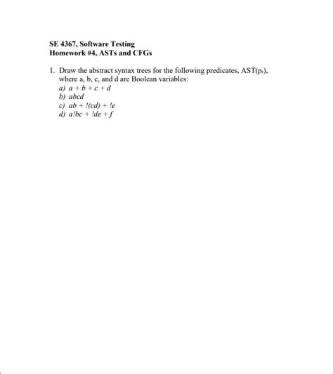 Solved Se 4367 Software Testing Homework 4 Asts And Cfgs