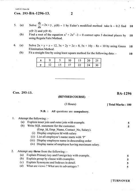 University Of Mumbai Sybsc It Sem Iii Computational Mathematics Old And Advanced Sql
