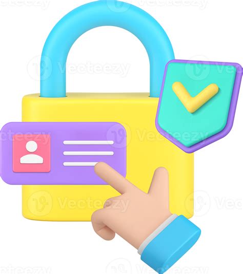Personal Data Account Protect Access Cyber Security Information Safety 3d Icon Realistic