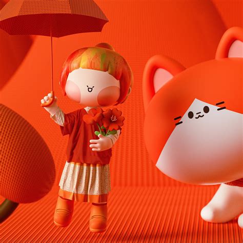 可爱的猫猫吉祥物3d艺术3D插图数字插图设计 18P