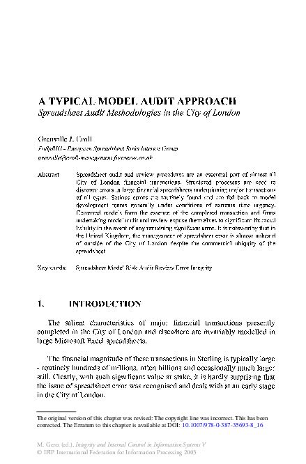 Pdf A Typical Model Audit Approach