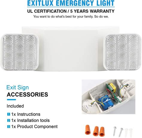 EXITLUX 6 Pack LED White Emergency Exit Fixture With Battery Backup UL LED Light Fixtures