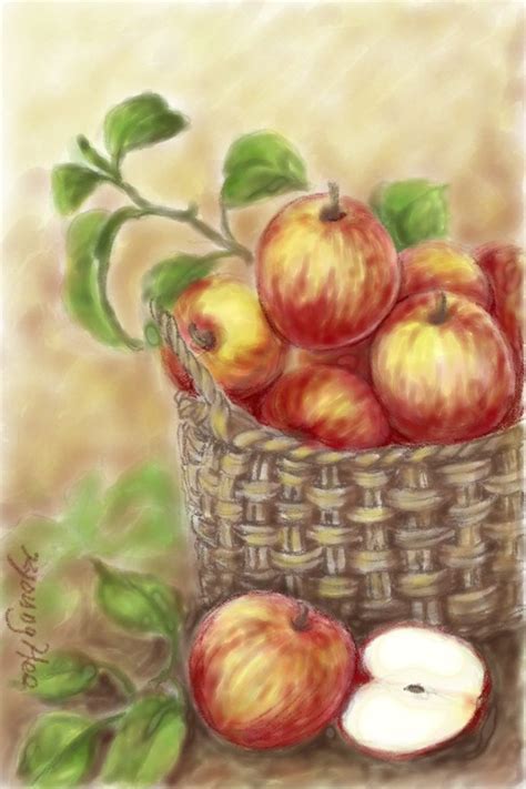 바구니에 담긴 잘익은사과 사과