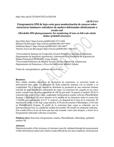 Pdf Affordable Sfm Photogrammetry For Monitoring Of Tests On Full