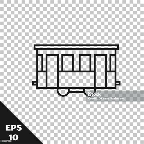 黑線舊城電車圖示隔離在透明背景上公共交通標誌 向量插圖向量圖形及更多線條畫圖片 線條畫 纜車 商用陸上交通工具 里斯本 Istock