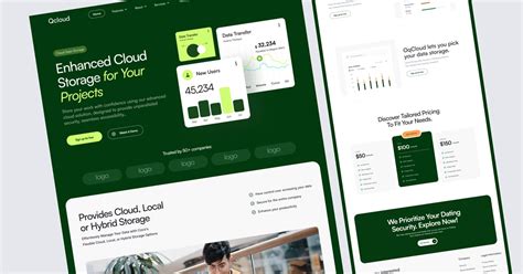 Qcloud Cloud Storage Website Websites Ux And Ui Kits Ft Green And Agency Envato