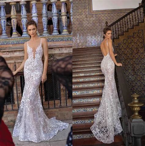 Berta Lace Berta Mermaid Wedding Dress With Plunging V Neck And