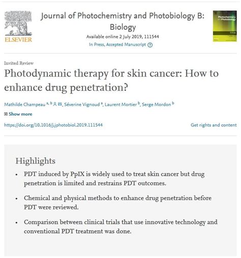 Mathilde Champeau On Linkedin I Am Pleased To Announce That Our Review About Photodynamic