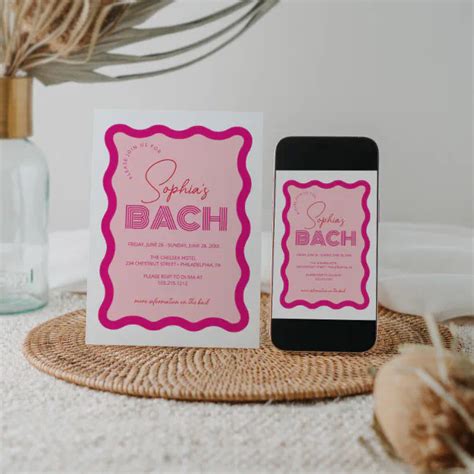 Wavy Frame Retro Bachelorette Weekend Itinerary Invitation Zazzle