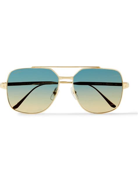 Cartier Tone Aviator Style Sunglasses Gold Editorialist