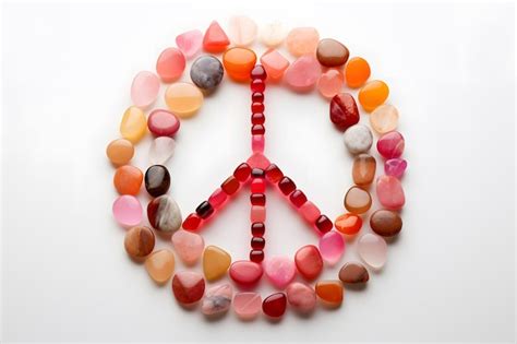 Premium Ai Image Eace Symbol Made Of Different Stones And Crystals