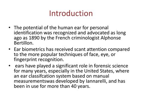 Pattern Recognition Ear As A Biometric Ppt Free Download