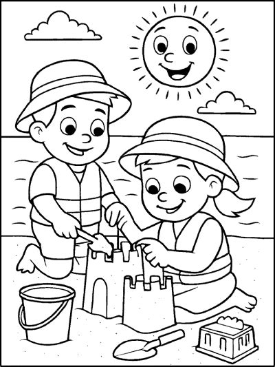 Beach Coloring Pages For Preschool