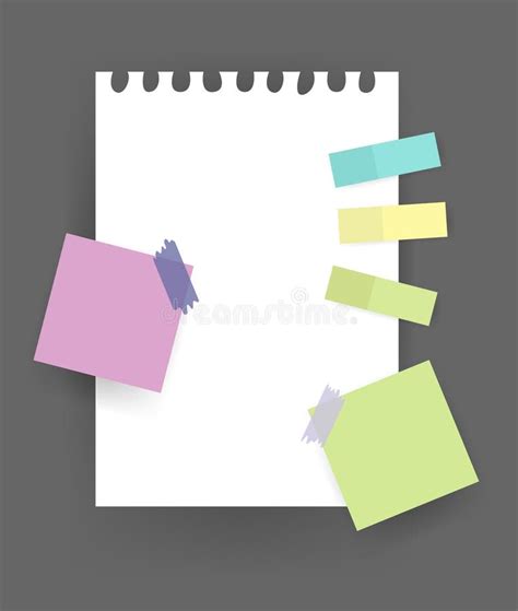 Paper Notes Stickers Place For Memo Messages On Paper Sheets Stock Illustration Illustration