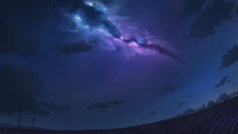 Koruijinobi Original Highres Cloud Grass Horizon Meteor Shower Night No Humans Outdoors
