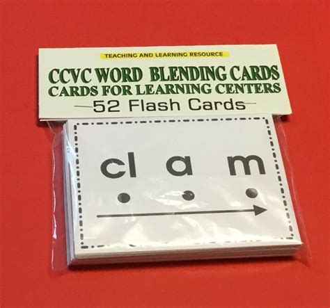 Ccvc Word Blending Cards Cards For Learning Center 52 Cards Letters