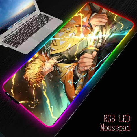 Anime Demon Slayer Kimetsu No Yaiba Gaming Rgb Large Pc Laptop Mousepad Led Lighting Usb