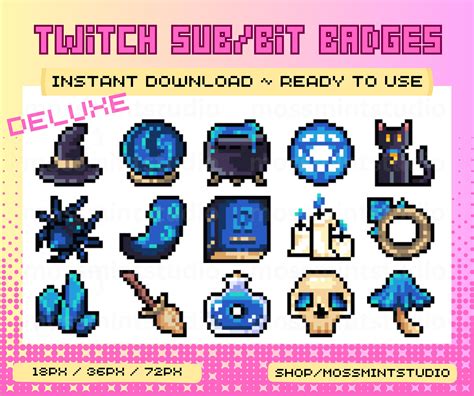 Twitch Sub Badges Spooky Twitch Badges Witch Twitch Bit Badges Pixel Twitch Badges And Emotes