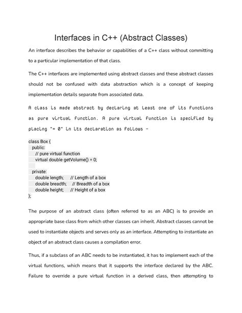 Interfaces In Cplus Plus Abstract Classes Interfaces In C