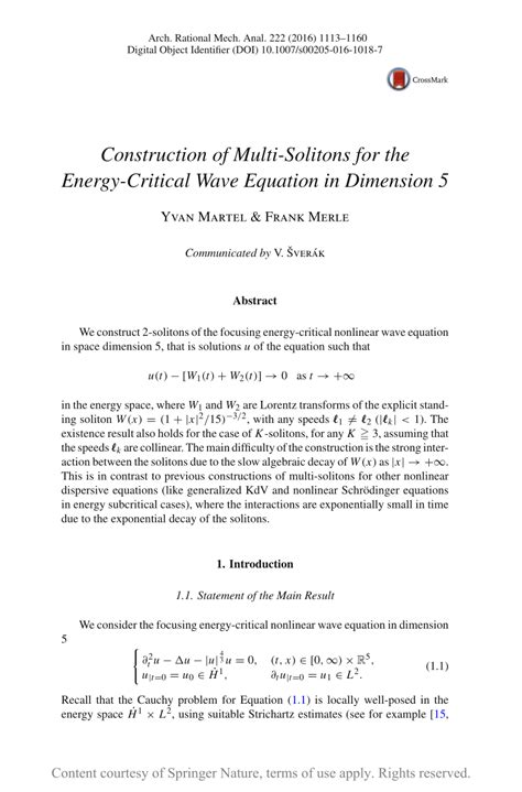 Construction Of Multi Solitons For The Energy Critical Wave Equation In Dimension 5 Request Pdf