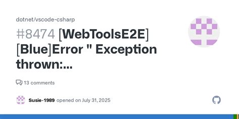 Webtoolse2e Blue Error Exception Thrown System