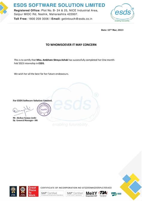 shreya ambhore on linkedin esds internship internship2023