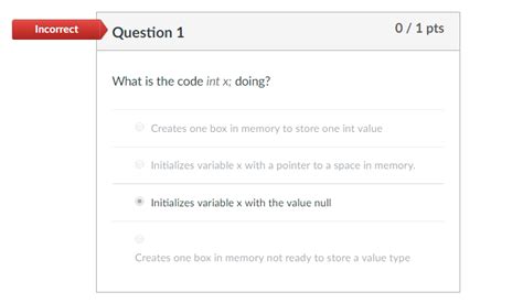 Solved Incorrect Question1 0 1 Pts What Is The Code Int X Chegg