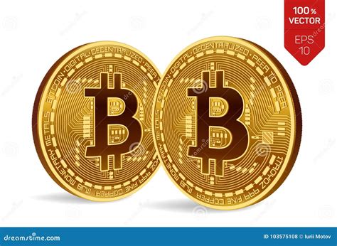 Bitcoin 3d Isometric Physical Bit Coin Cryptocurrency Two Golden