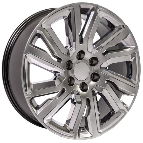 Chevy Hyper Silver 22 Inch With Angled Chrome Inserts Replica Wheels