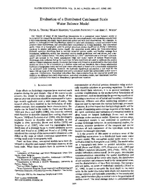 Pdf Evaluation Of A Distributed Catchment Scale Water Balance Model