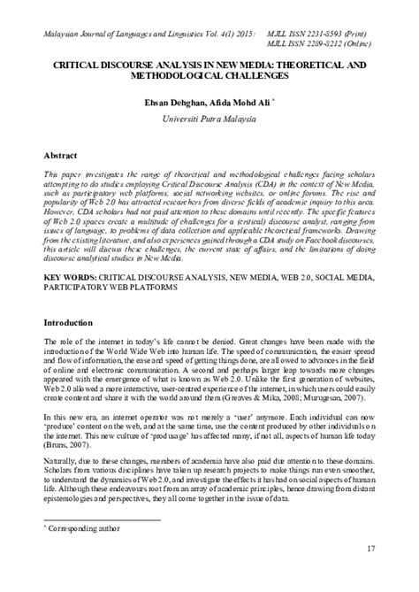 critical discourse analysis in new media theoretical and