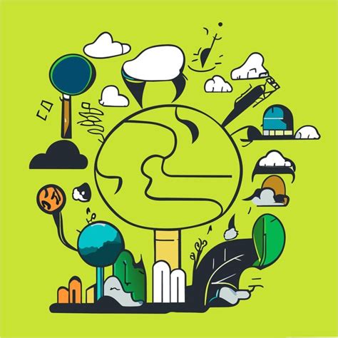 Concientización Sobre El Cambio Climático Ilustración Eps Dibujada A