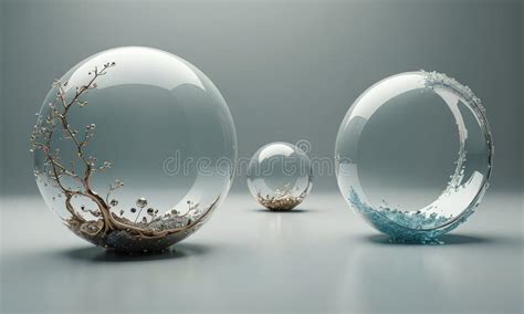 Three Glass Spheres With Varying Colors And Designs Are Arranged In Triangular Formation Against