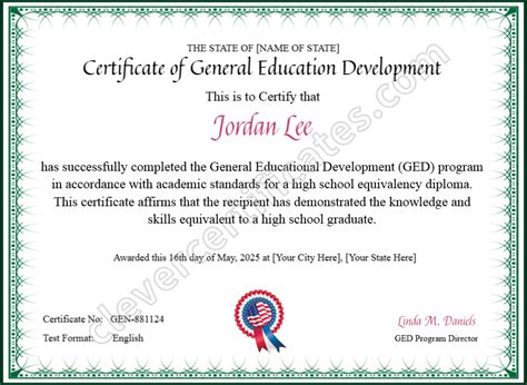 Ged Certificate Editable Ged Clever Certificates