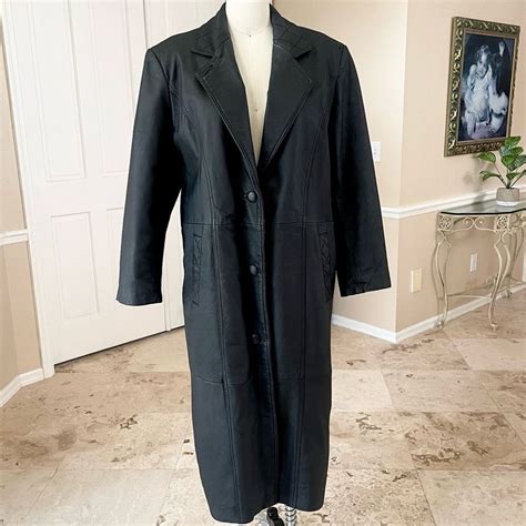 Black Genuine Leather Trench Coat Gem