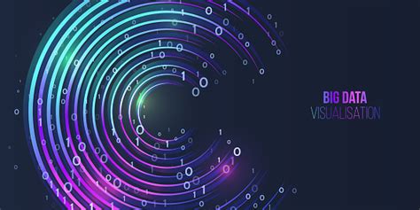 데이터 어레이 처리 정렬 기계 알고리즘 필터링 원 및 이진 코드 배열 의 형태로 데이터 스트림 벡터 데이터베이스 백 네온 컬러 디자인 빅 데이터 시각화 디자인에 대한 스톡