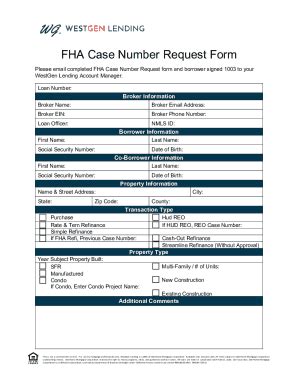 Fillable Online Fill Free Fillable FHA Case Number Transfer Request Form Fax Email Print